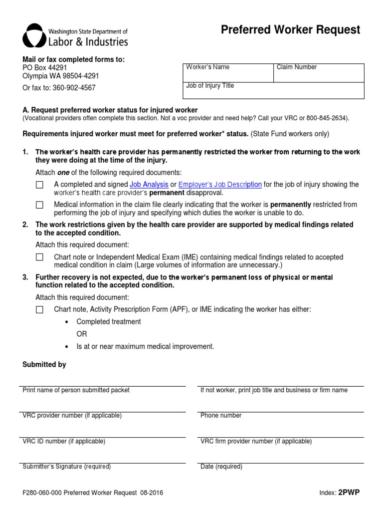 Requesting Preferred Worker Status: A Comprehensive Application for an ...