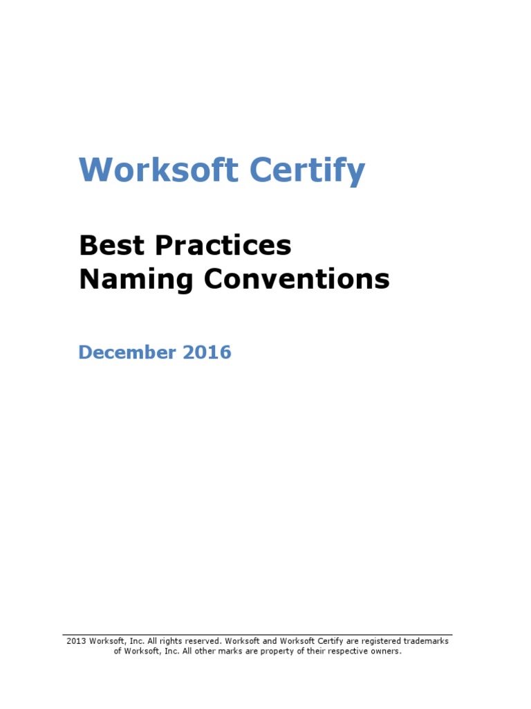 Worksoft Certify Naming Conventions Guide | PDF | Html | Computer Engineering
