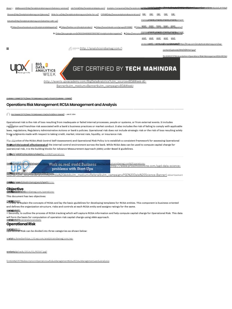 Operations Risk Management - RCSA Management and Analysis | PDF ...