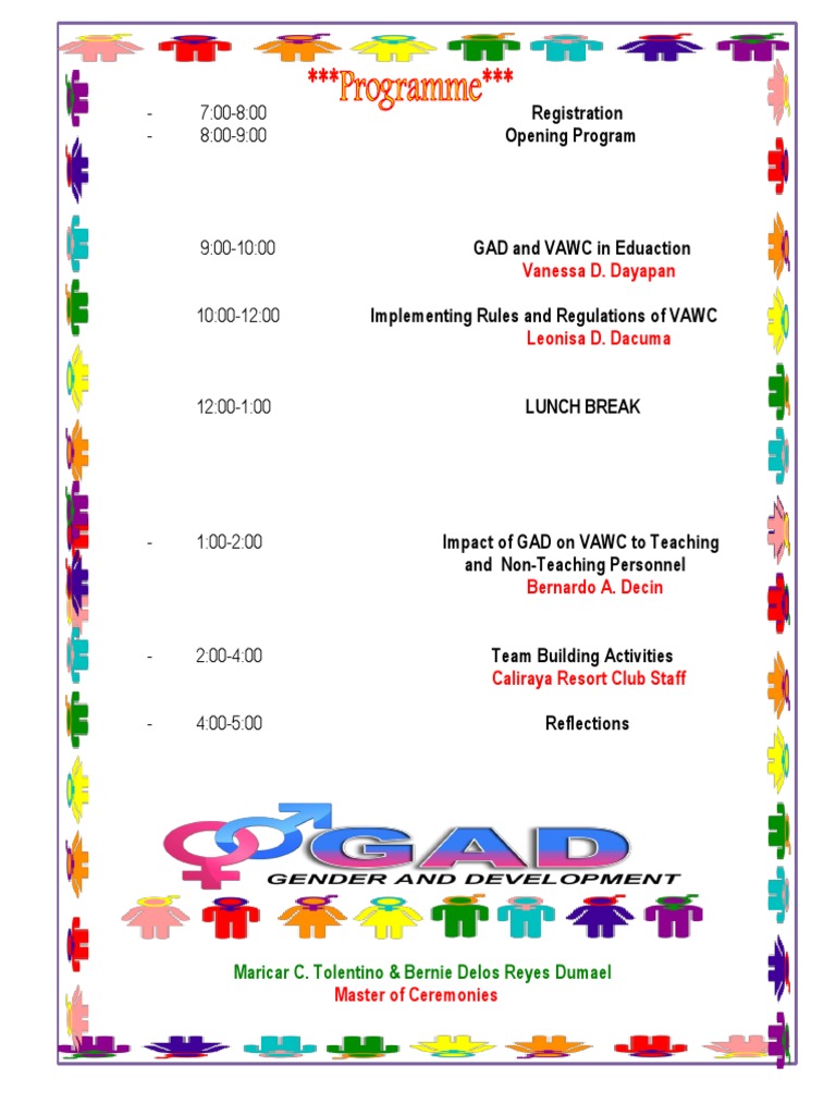 Program For Gad 2019 | PDF