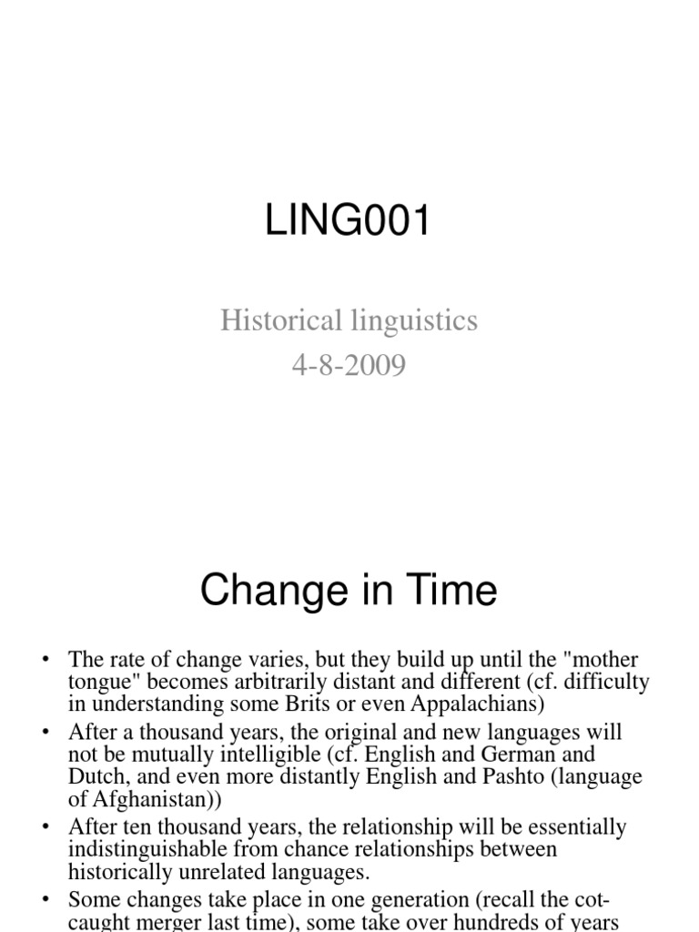LING001: Historical Linguistics 4-8-2009 | PDF | English Language ...
