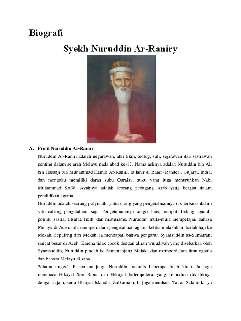 Biografi Ar Raniri | PDF