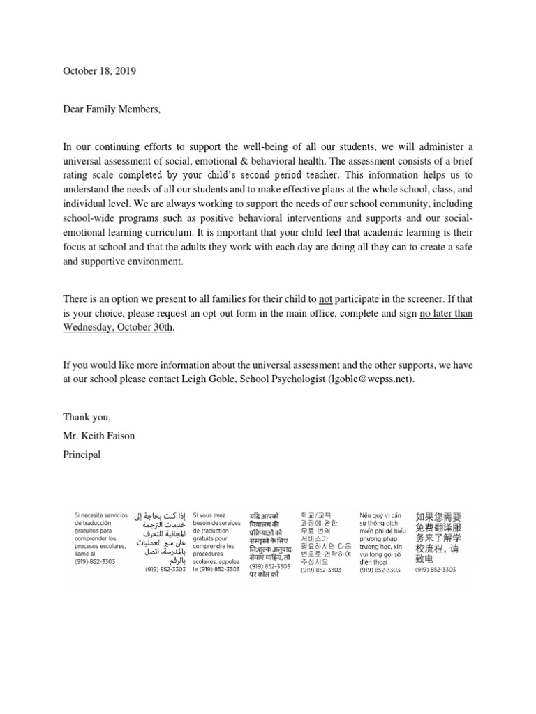Parent Letter English 2019-20 - HRMS | PDF | Self-Improvement | Wellness