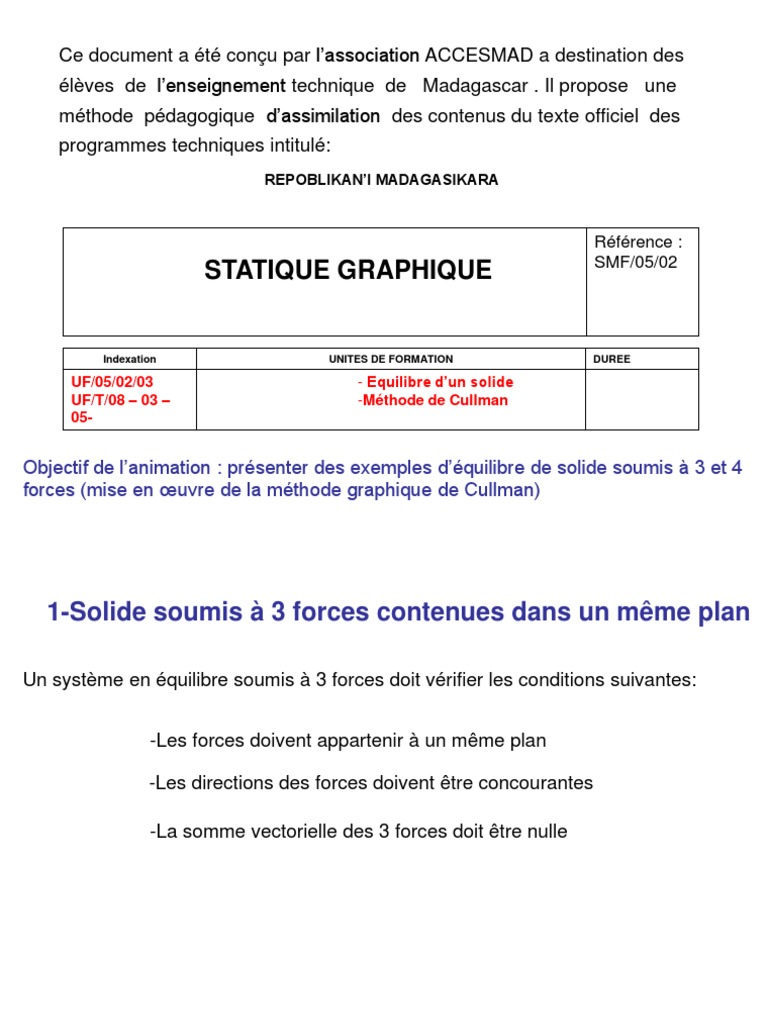 Statique Graphique pour Élèves Techniques | PDF | Obliger | Ingénierie ...