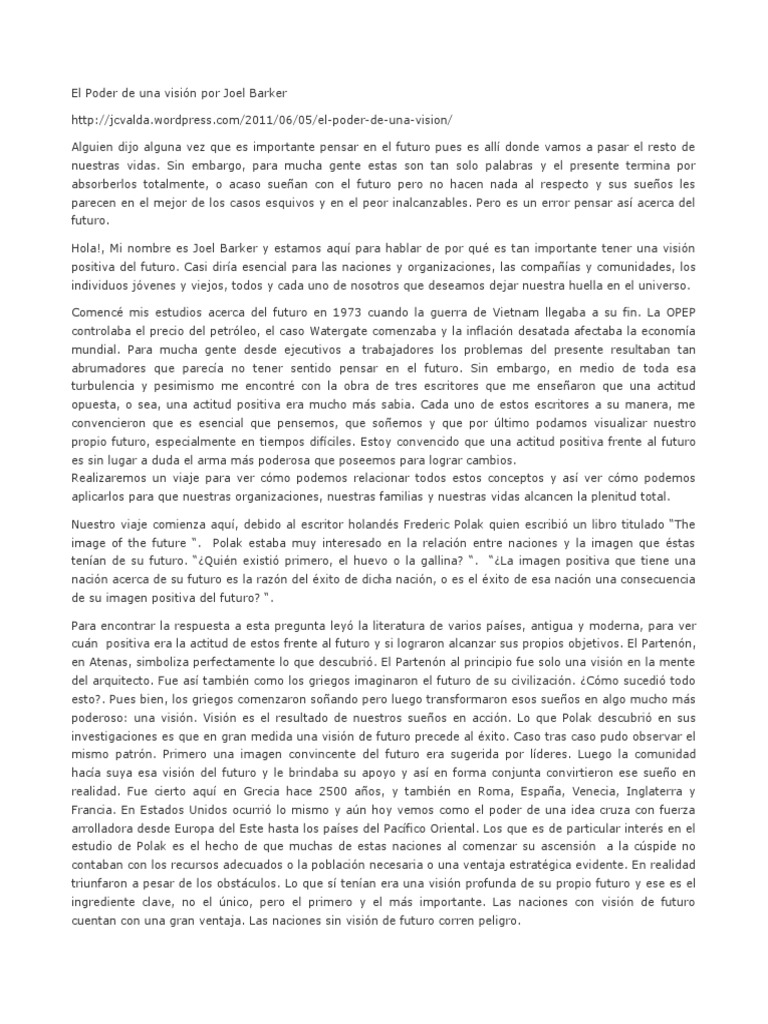 El Poder de una Visión Futura | PDF | Nación | Sueño