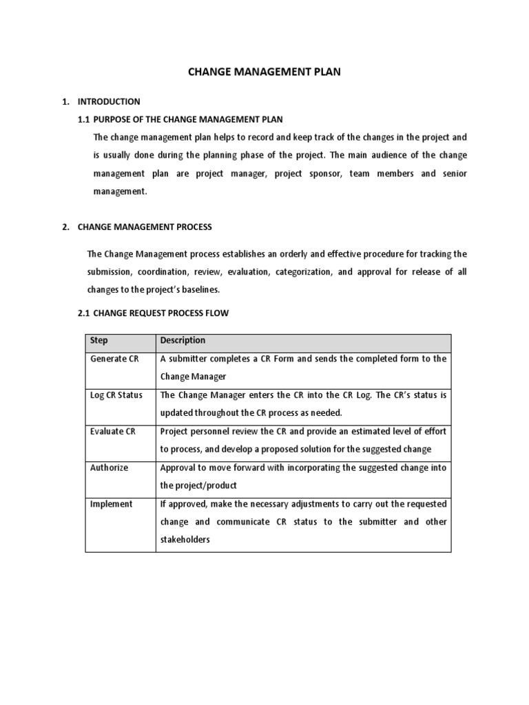 Change Management Plan | PDF | Change Management | Economies