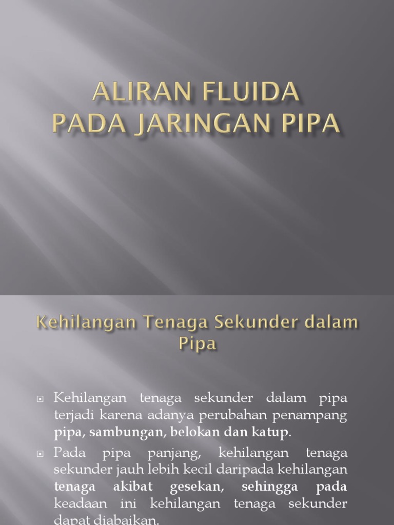 Aliran Fluida Dalam Jaringan Pipa | PDF