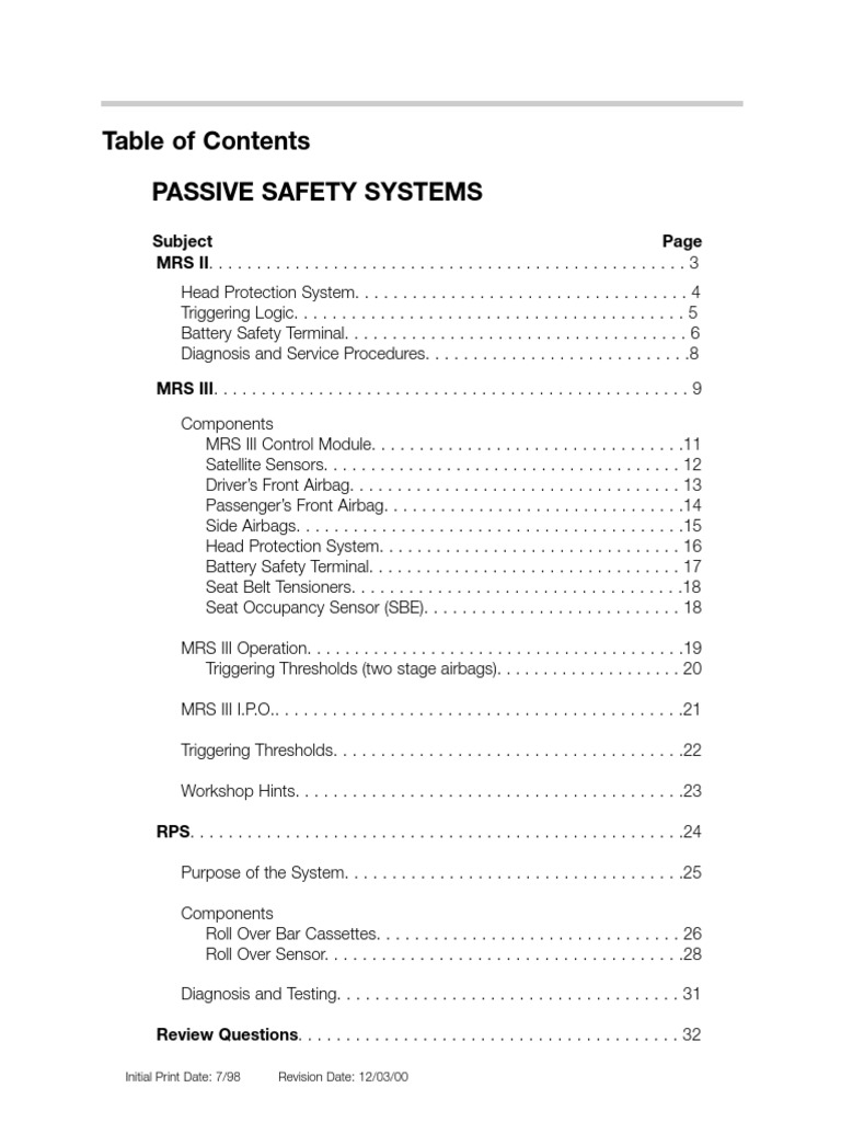 7 Passive Safety Systems | Download Free PDF | Airbag | Seat Belt