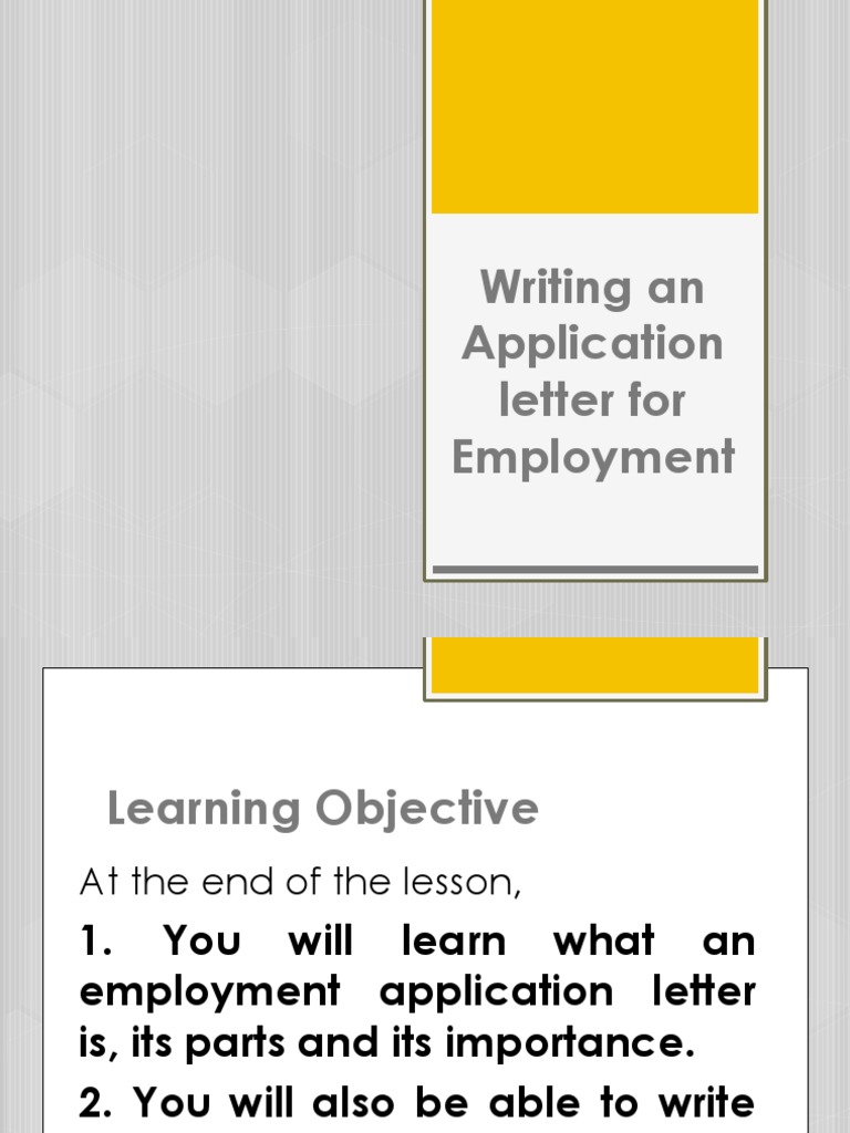 Writing An Application Letter For Employment | PDF | Paragraph | Employment
