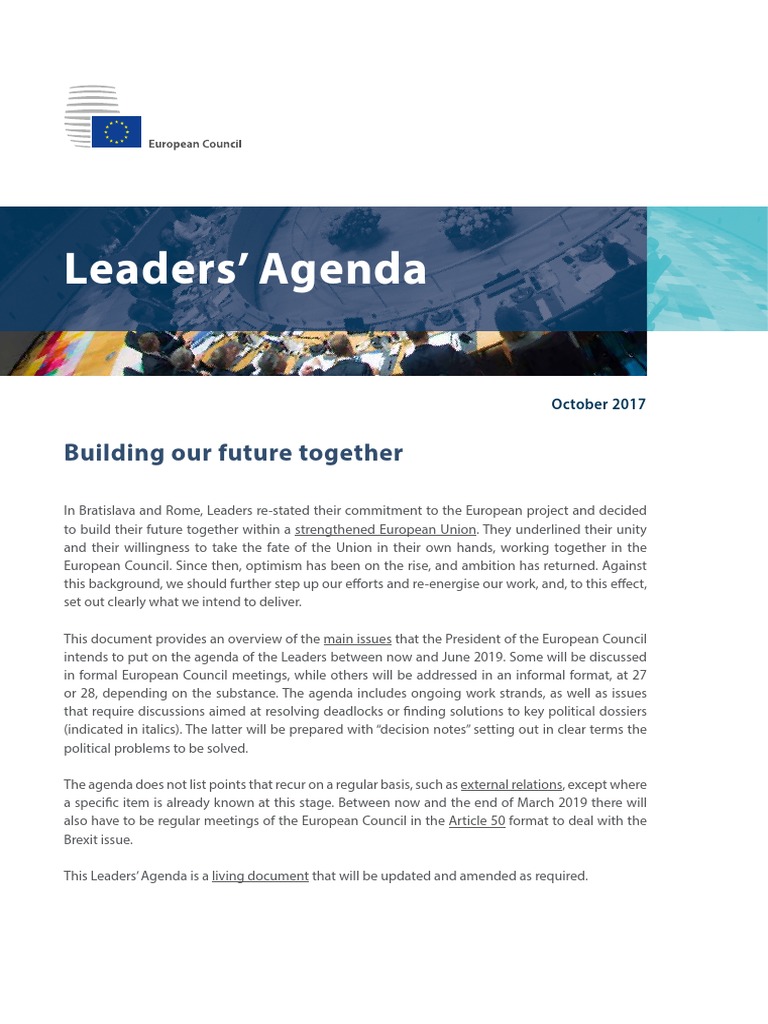 Leaders Agenda | PDF | European Council | Economic And Monetary Union ...