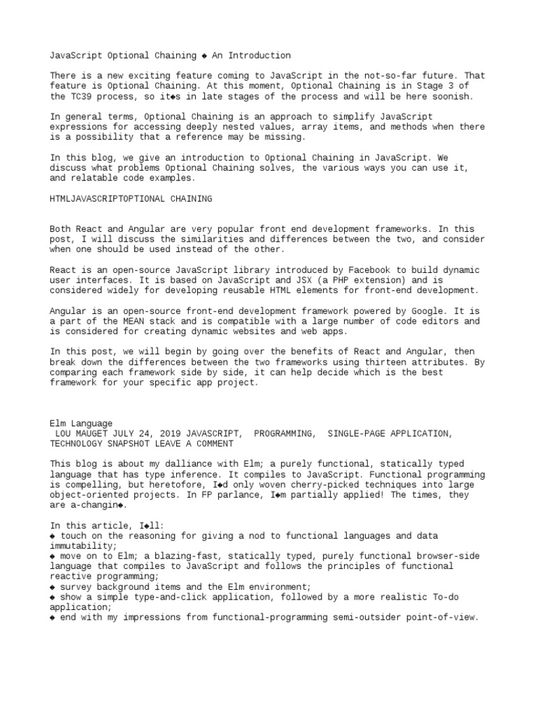JavaScript Optional Chaining | PDF | Java Script | Computer Vision