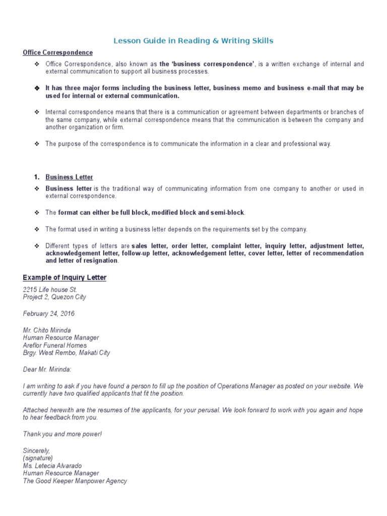 Lesson Guide Reading and Writing Skills | PDF | Business