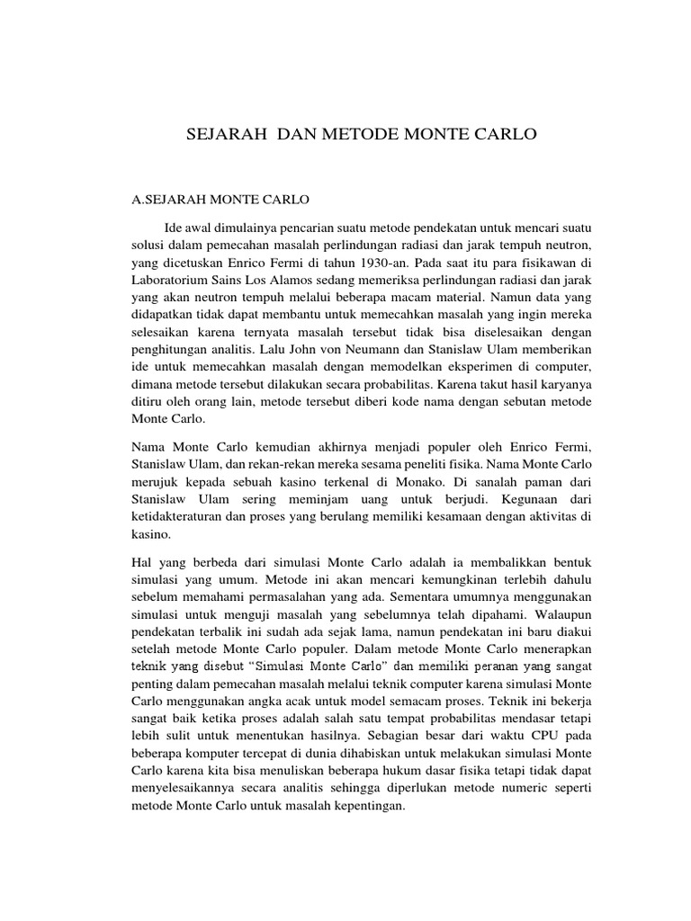 Sejarah Dan Metode Monte Carlo | PDF