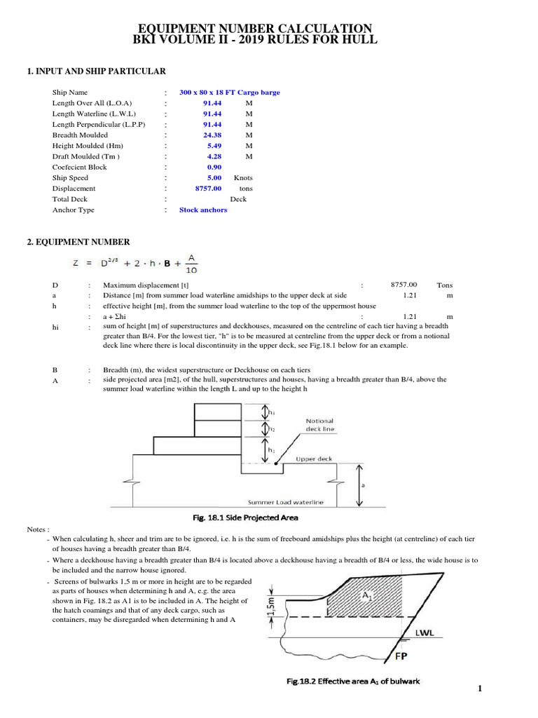 Equipment Number Calculation for Ships | PDF | Hull (Watercraft) | Deck ...
