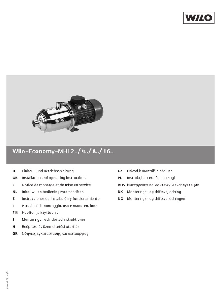 Wilo-Economy MHI Installation Guide | PDF