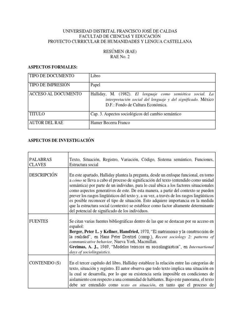 RAE Halliday Cap 3 | PDF | Lingüística | Palabra