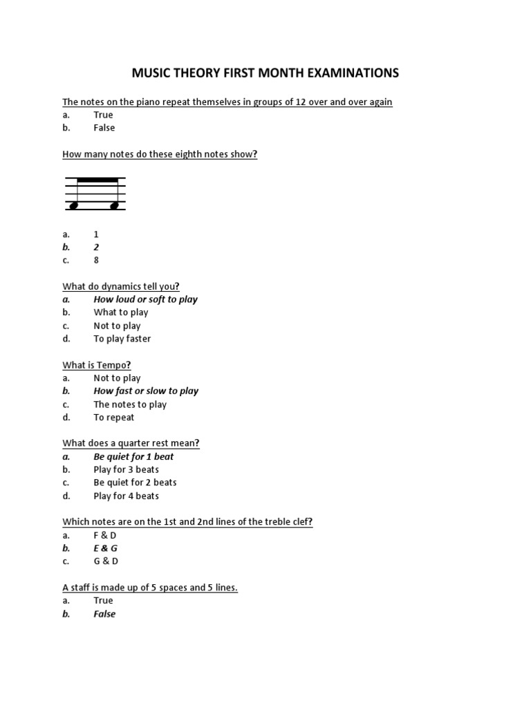 Music Theory Exam | PDF | Clef | Musical Forms