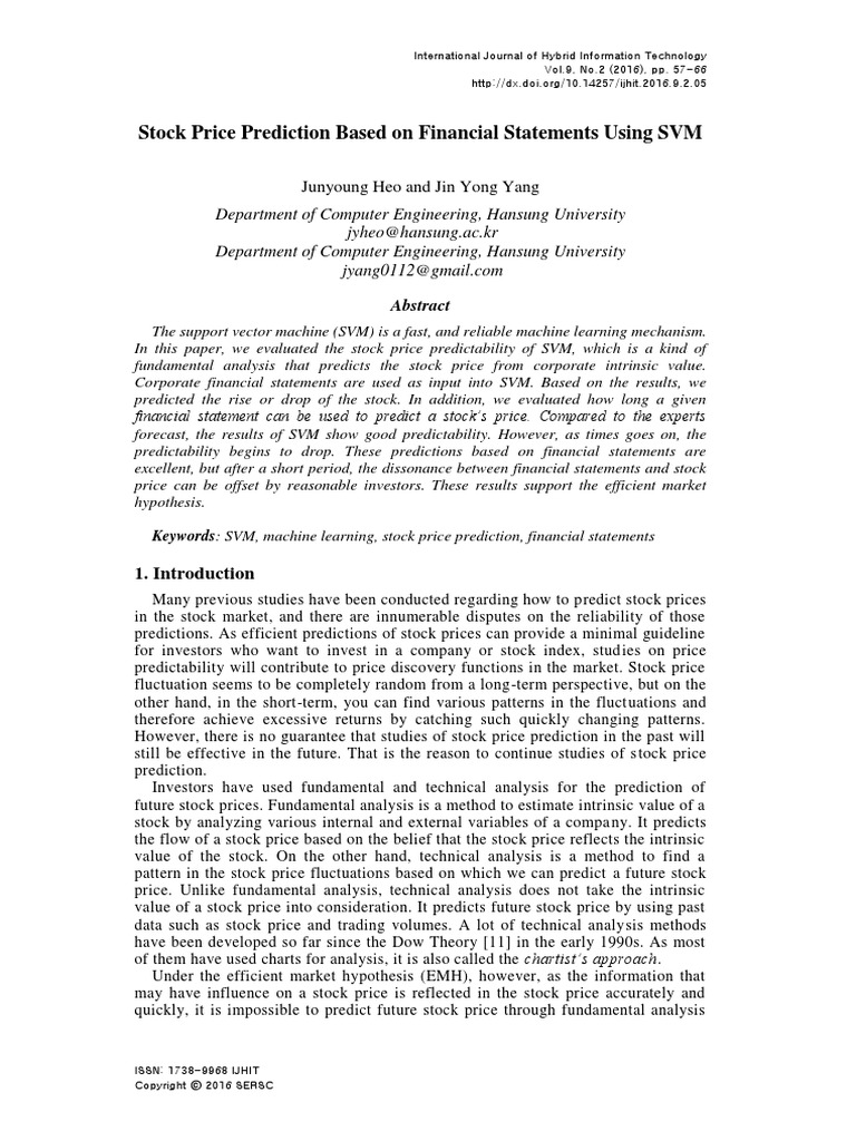 Stock Price Prediction Based On Financial Statements Using SVM | PDF ...