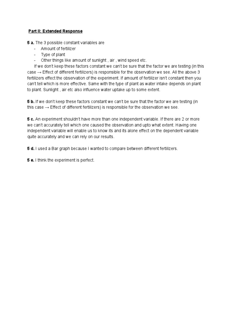 Part I I Extended Response | PDF | Self-Improvement | Wellness