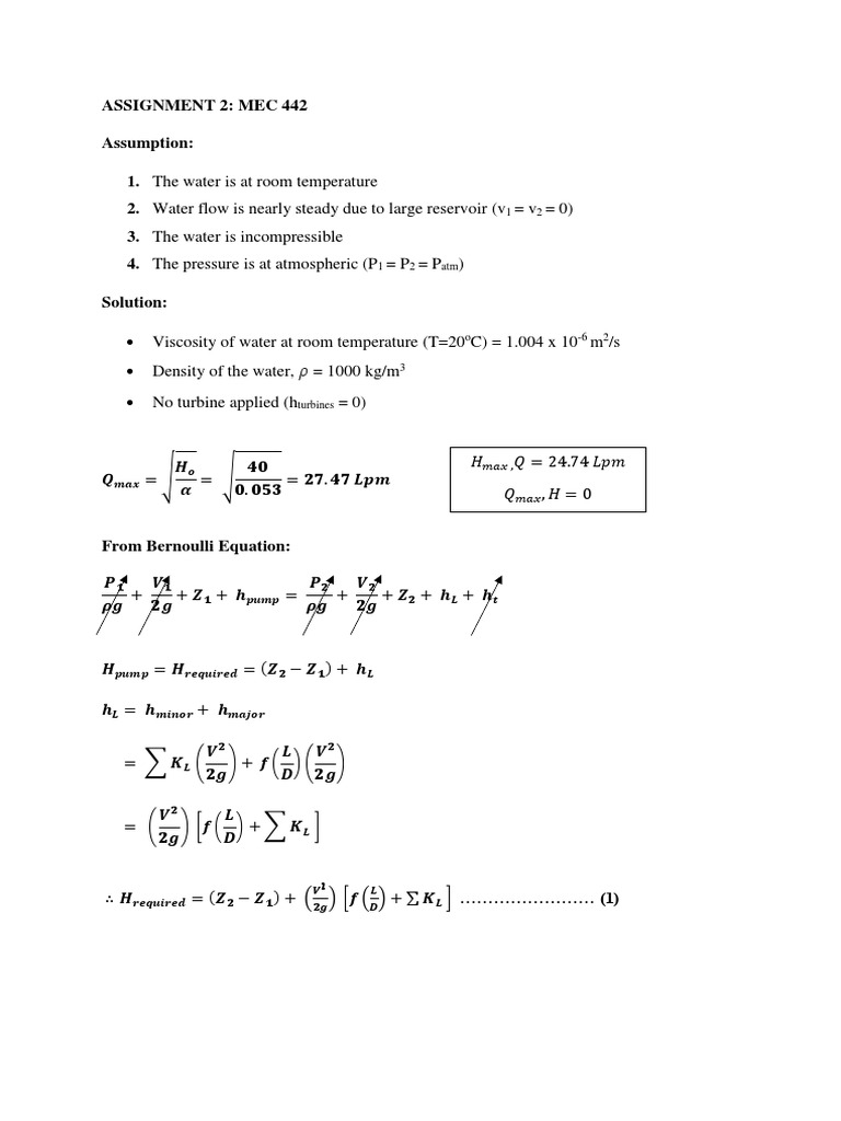 Assignment 2 Fluid | Download Free PDF | Fluid Dynamics | Fluid Mechanics