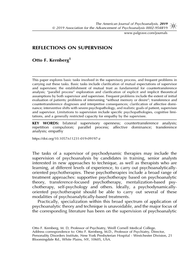 Reflections On Supervision | PDF | Psychoanalysis | Psychotherapy