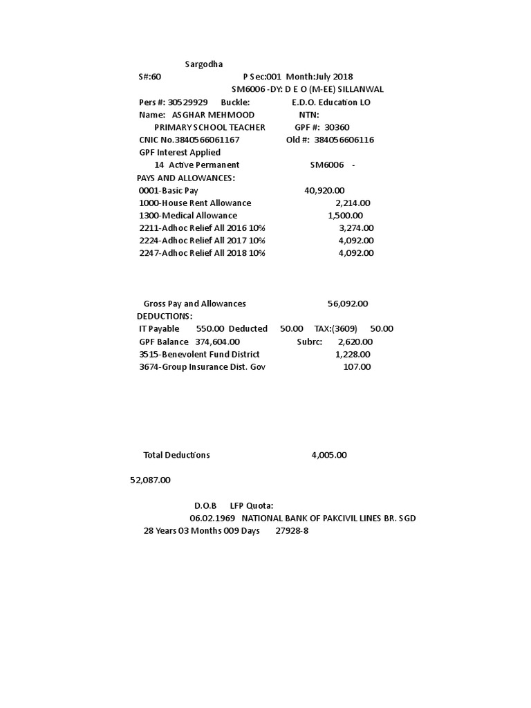 Pay Slips | PDF | Government Finances | Personal Finance