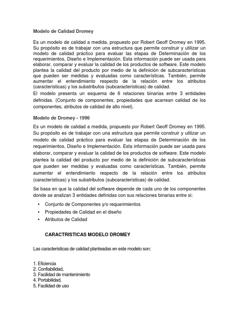 Modelo de Calidad Dromey en Software | PDF | Ingeniería de software ...