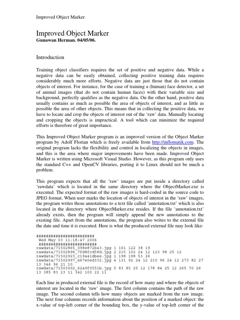 Improved Object Marker | PDF | Raw Image Format | Command Line Interface
