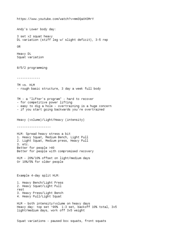 A Guide to Heavy/Light/Medium (HLM) Training Splits and Lower Body ...