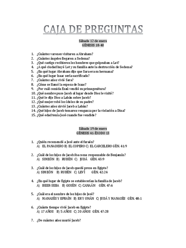 Caja de Preguntas | PDF | Jacob | Moisés