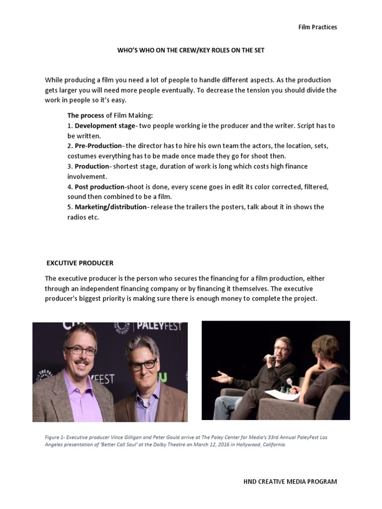 Key Roles On The Set | PDF | Copyright Infringement