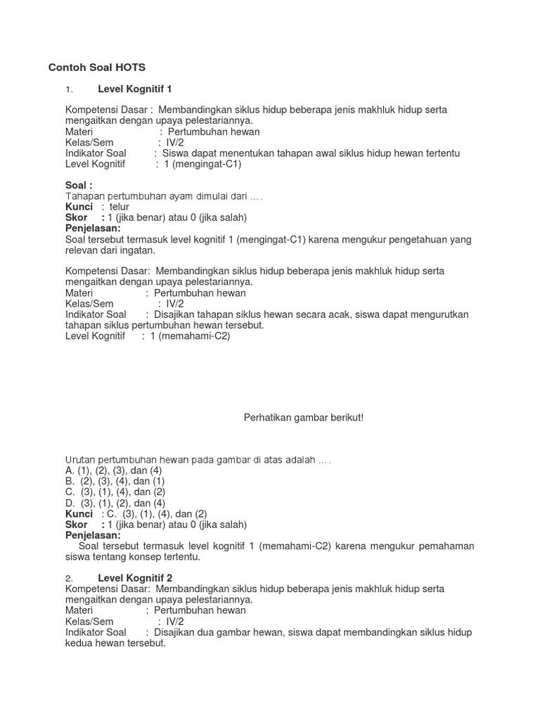 Soal HOTS Siklus Hidup Makhluk Hidup | PDF | Pengembangan Diri | Sains ...