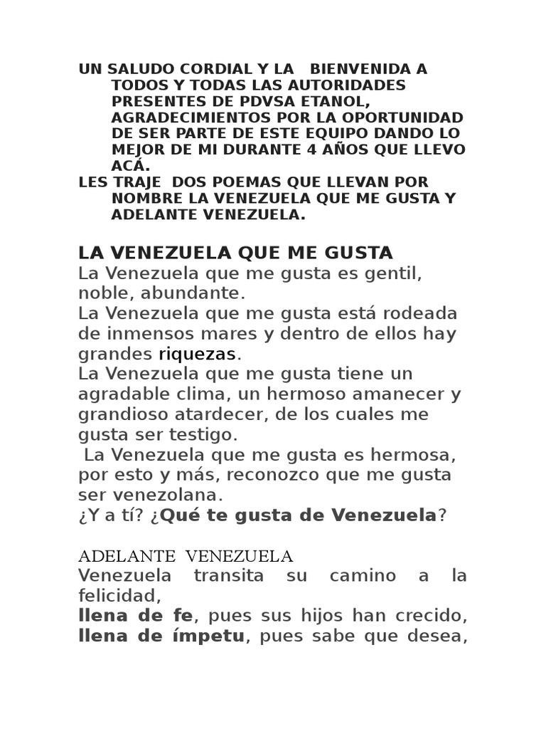 Poemas sobre la Venezuela que amo | PDF | Poesía