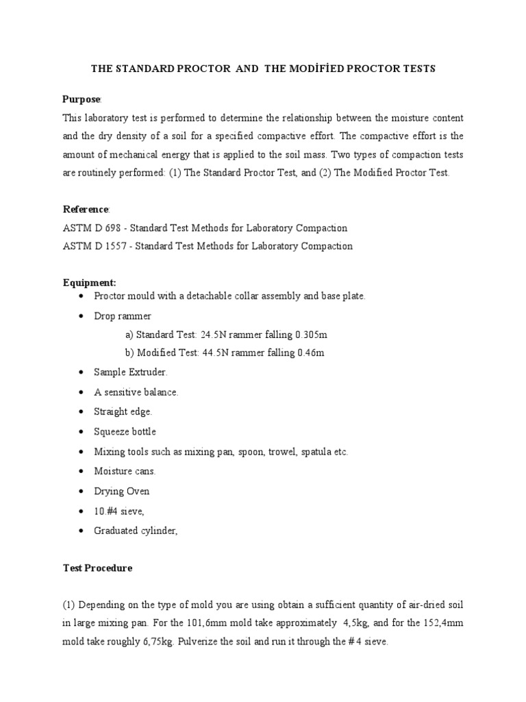 97-2003 The Standard and The Modi̇fi̇ed Proctor Tests | PDF | Density ...