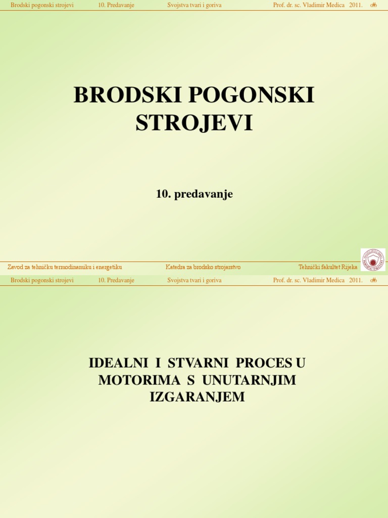 Brodski Pogonski Strojevi: 10. Predavanje | PDF