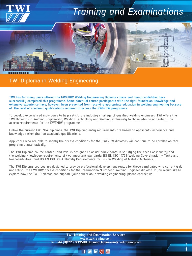 TWI Diploma in Welding Engineering | PDF