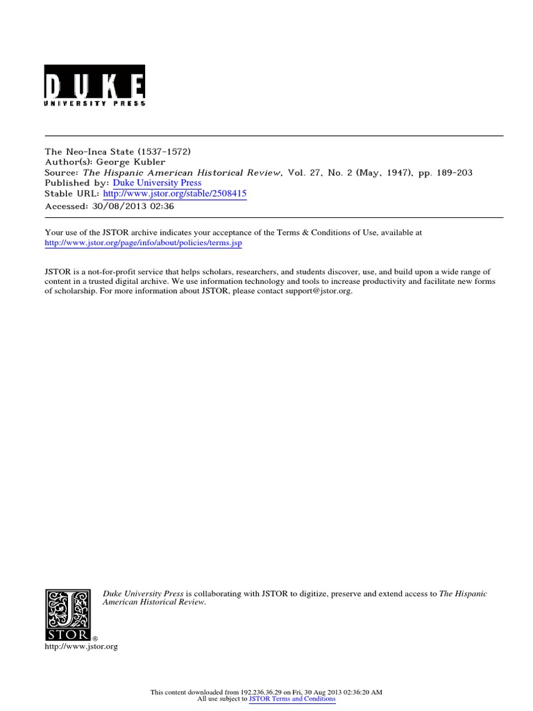 The Neo-Inca State (1537-1572) | PDF | Social Science | History