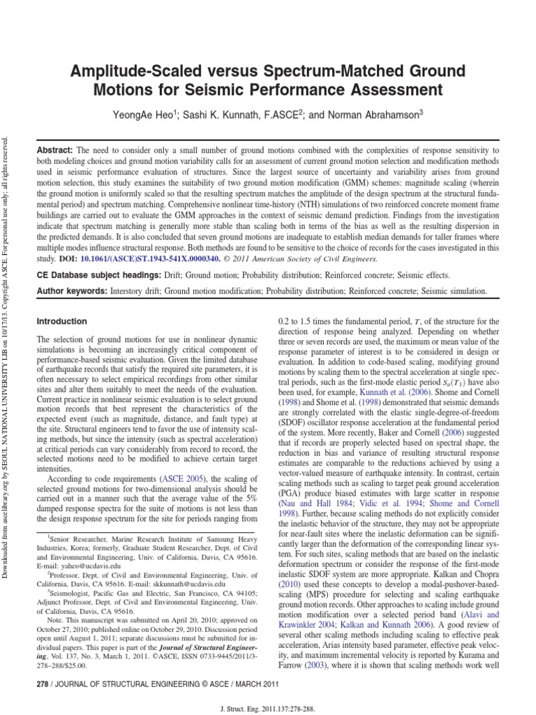 Amplitude-Scaled Versus Spectrum-Matched Ground Motions For Seismic ...