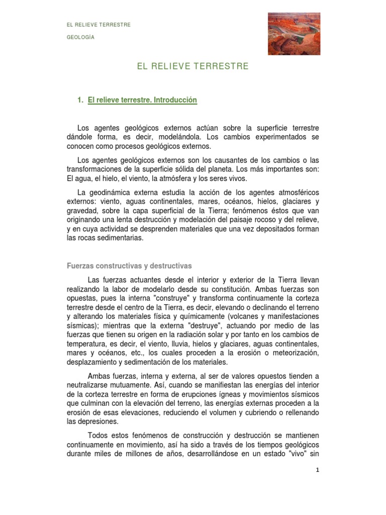 Modelado del Relieve Terrestre | PDF | glaciar | Roca (geología)