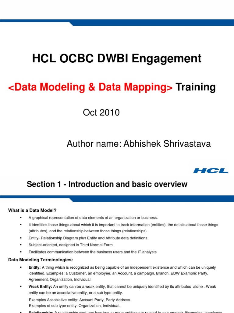 Data Modeling Data Mapping Training | PDF | Data Model | Databases