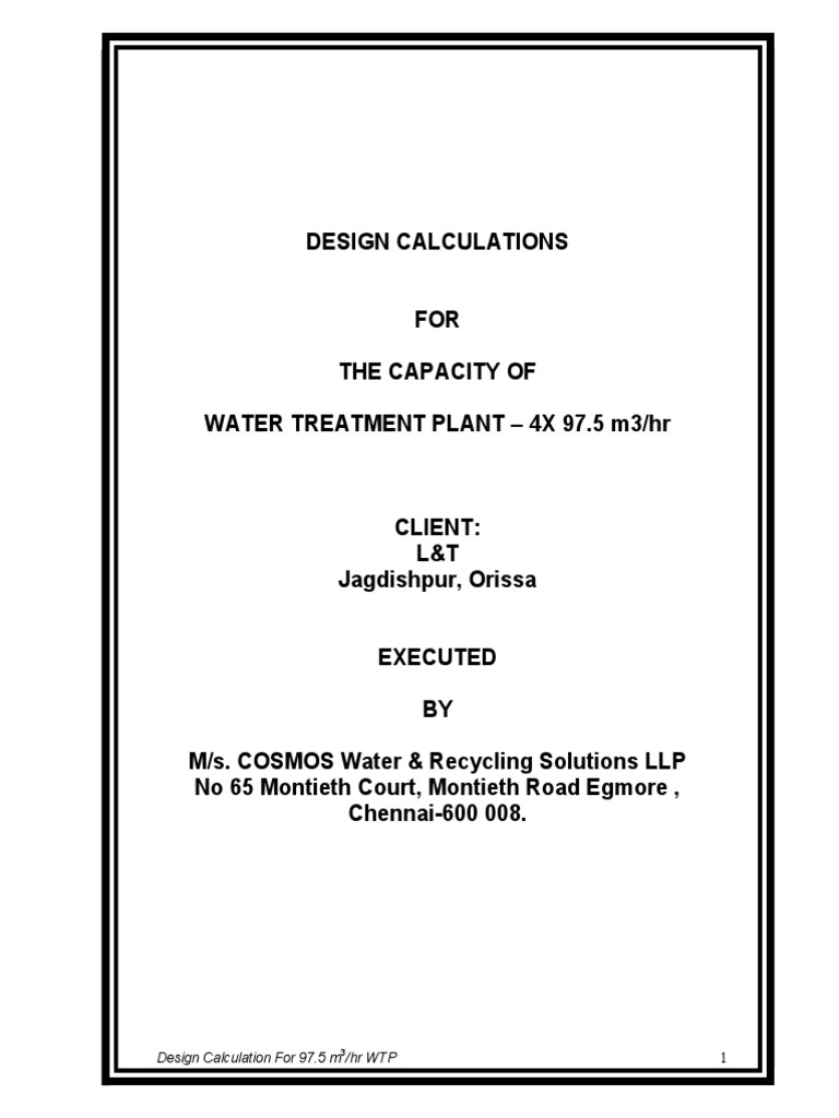 Design Calculations Design Calculation For 97 5 M Hr Wtp 1 Pdf