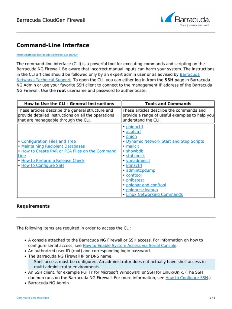 Barracuda Cli | PDF | Secure Shell | Command Line Interface