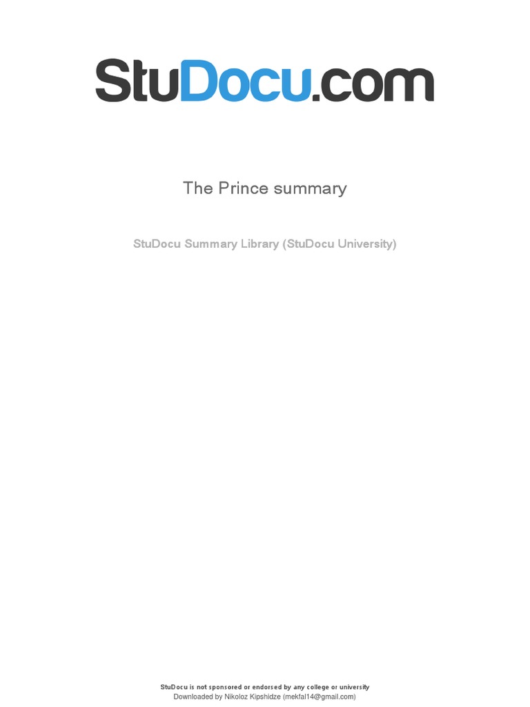 The Prince Summary | PDF | The Prince | Niccolò Machiavelli