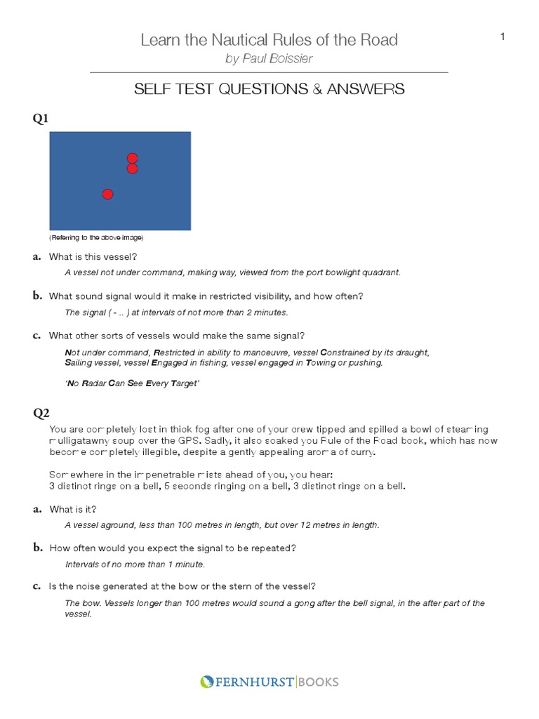 Learn The Nautical Rules of The Road: Self Test Questions & Answers ...