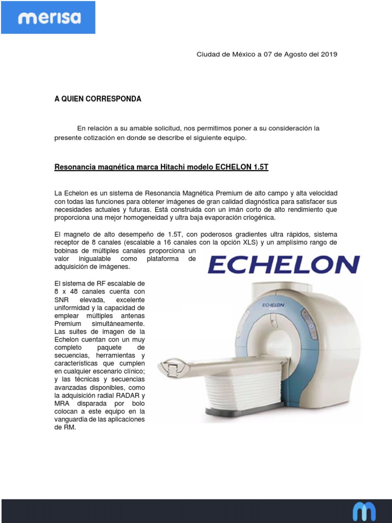 Mri Echelon 1.5T PDF | PDF | Imagen de resonancia magnética ...
