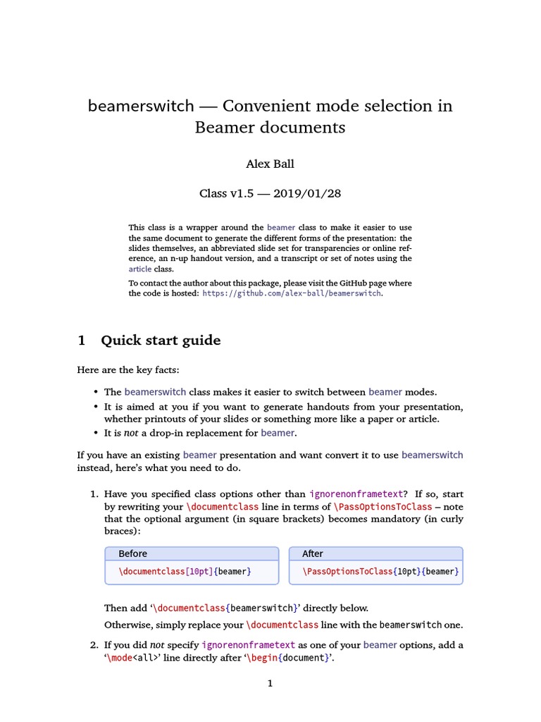Beamer Switch | PDF | Page Layout | Command Line Interface