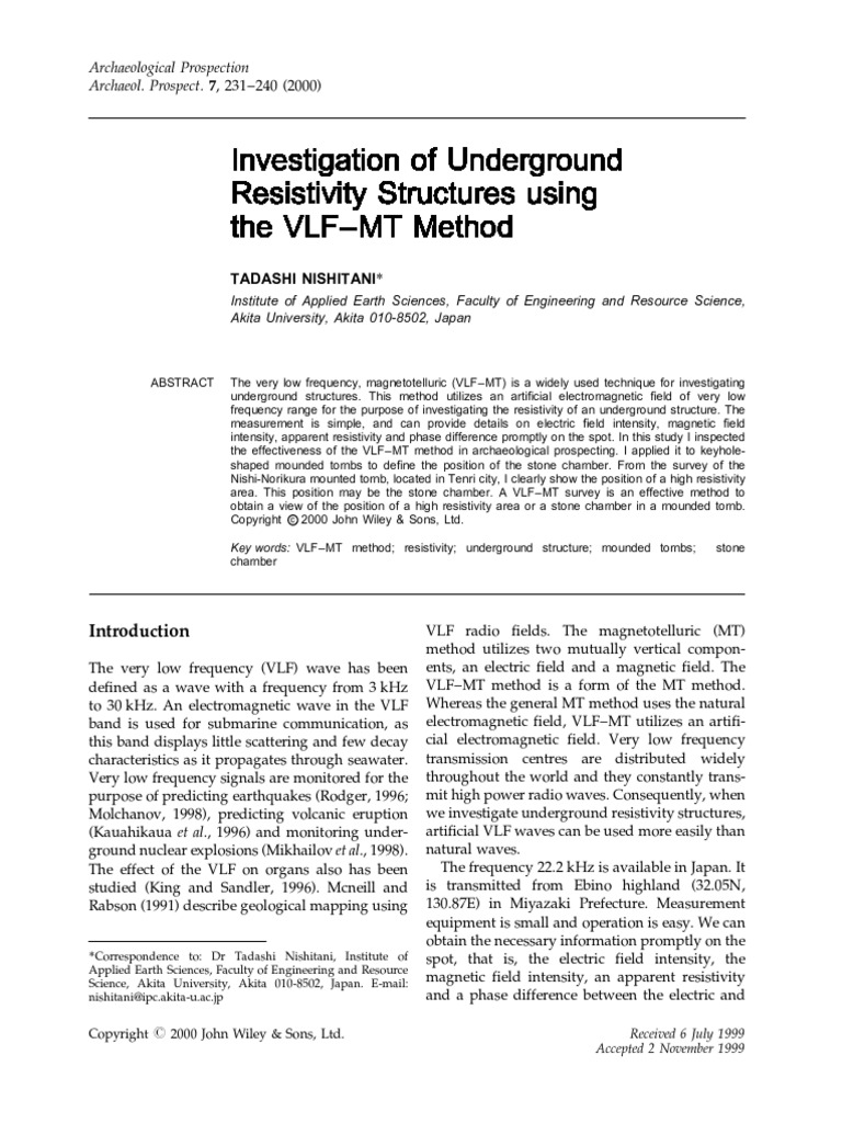 Investigation of Underground Resistivity Structures Using The VLF MT Method | PDF | Frequency ...