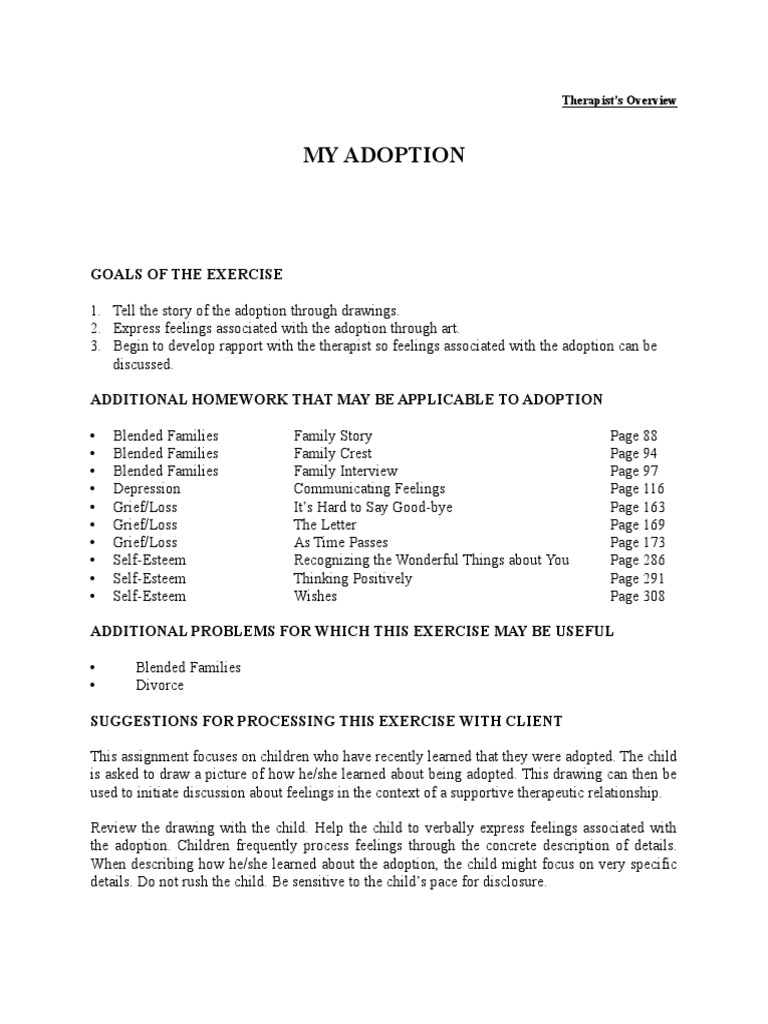 My Adoption: Goals of The Exercise | PDF