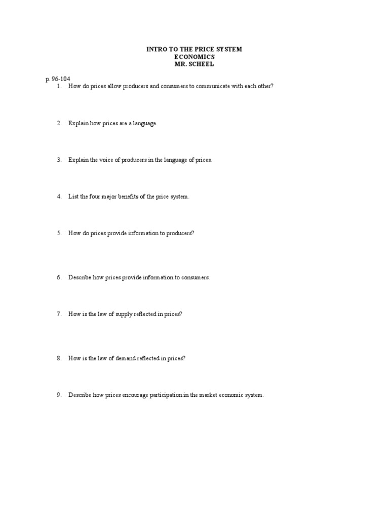 Intro To The Price System | PDF