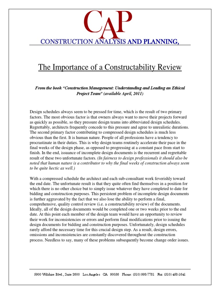 Constructability Review Essentials | PDF | Construction Bidding | Business
